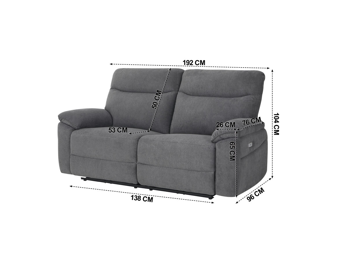 Sofá BREE 3 lugares eléctrico relax cinza escuro - Conforama