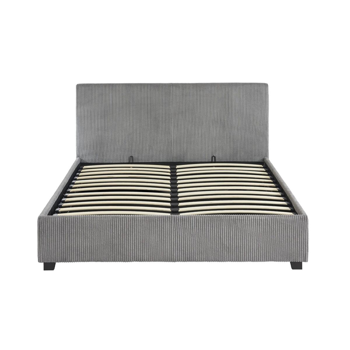 Cama com base de ripas e cabeceira 140cm, veludo canelado fino, Avalon ...