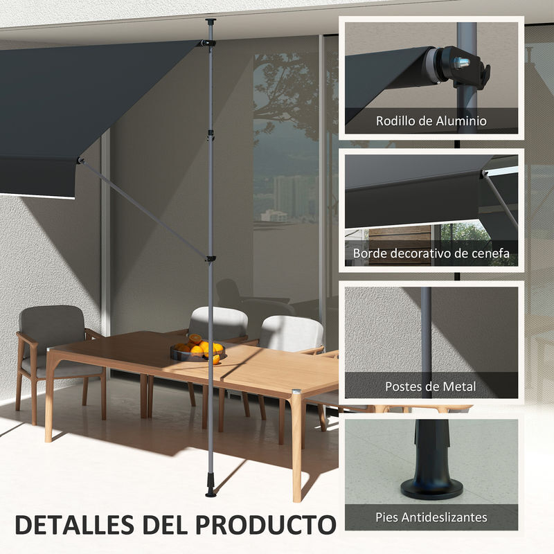 Outsunny Toldo Manual Retrátil 200x120 cm Toldo Exterior Enrolável ...